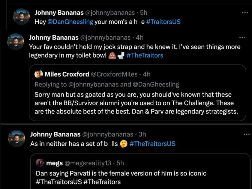 "Loser behavior": The Traitors fans slam Johnny Bananas for his Twitter ...