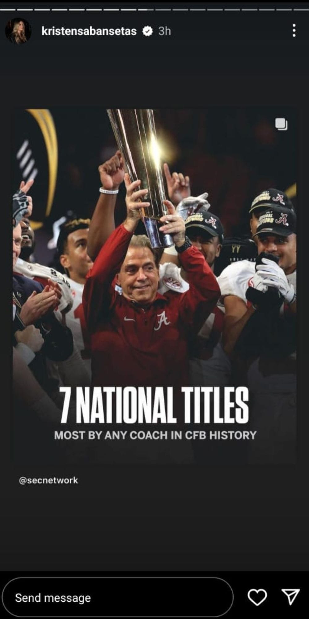 Nick Saban's daughter Kristen Saban goes teary-eyed watching her dad ...