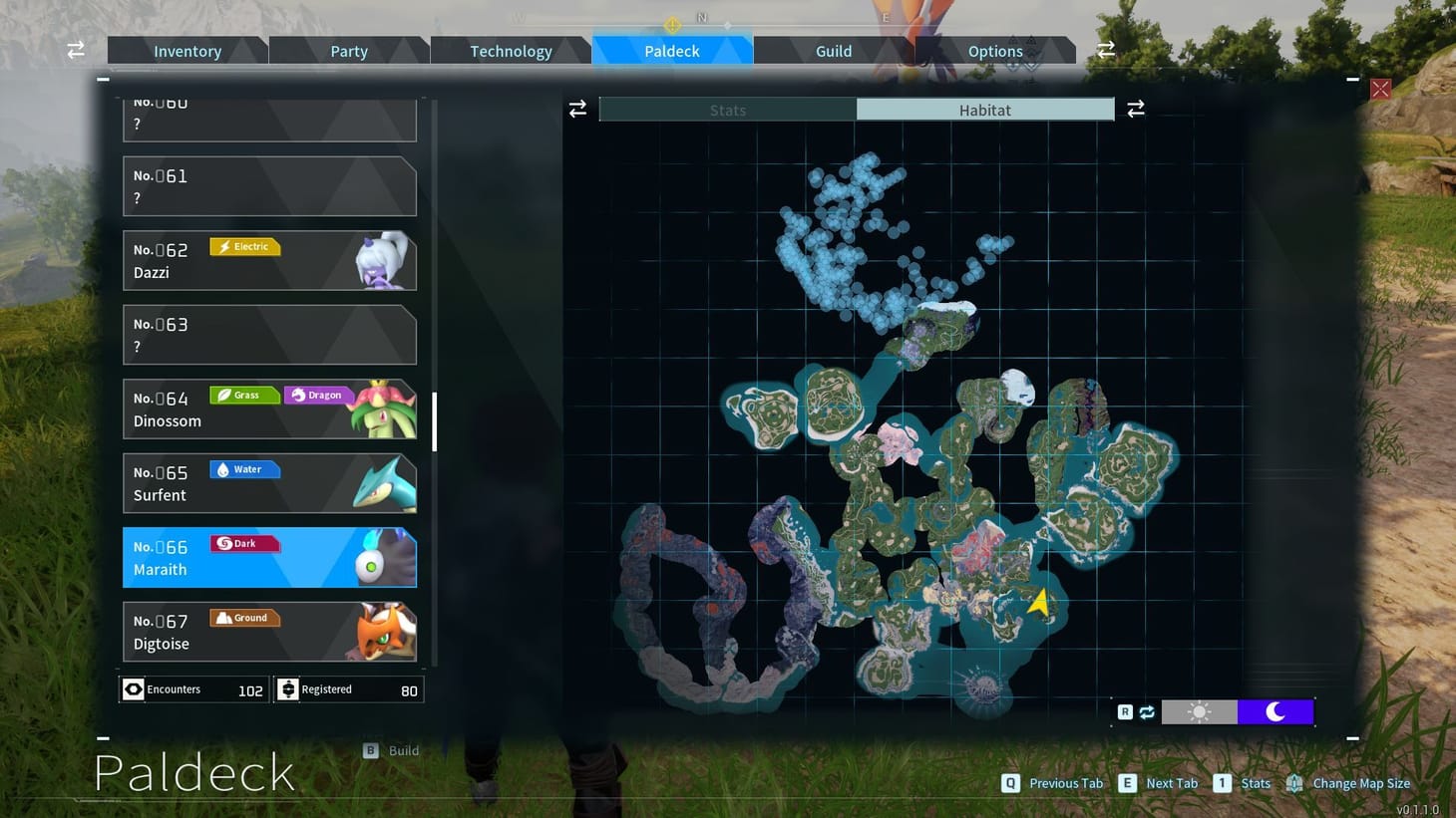 All night-exclusive Pals in Palworld