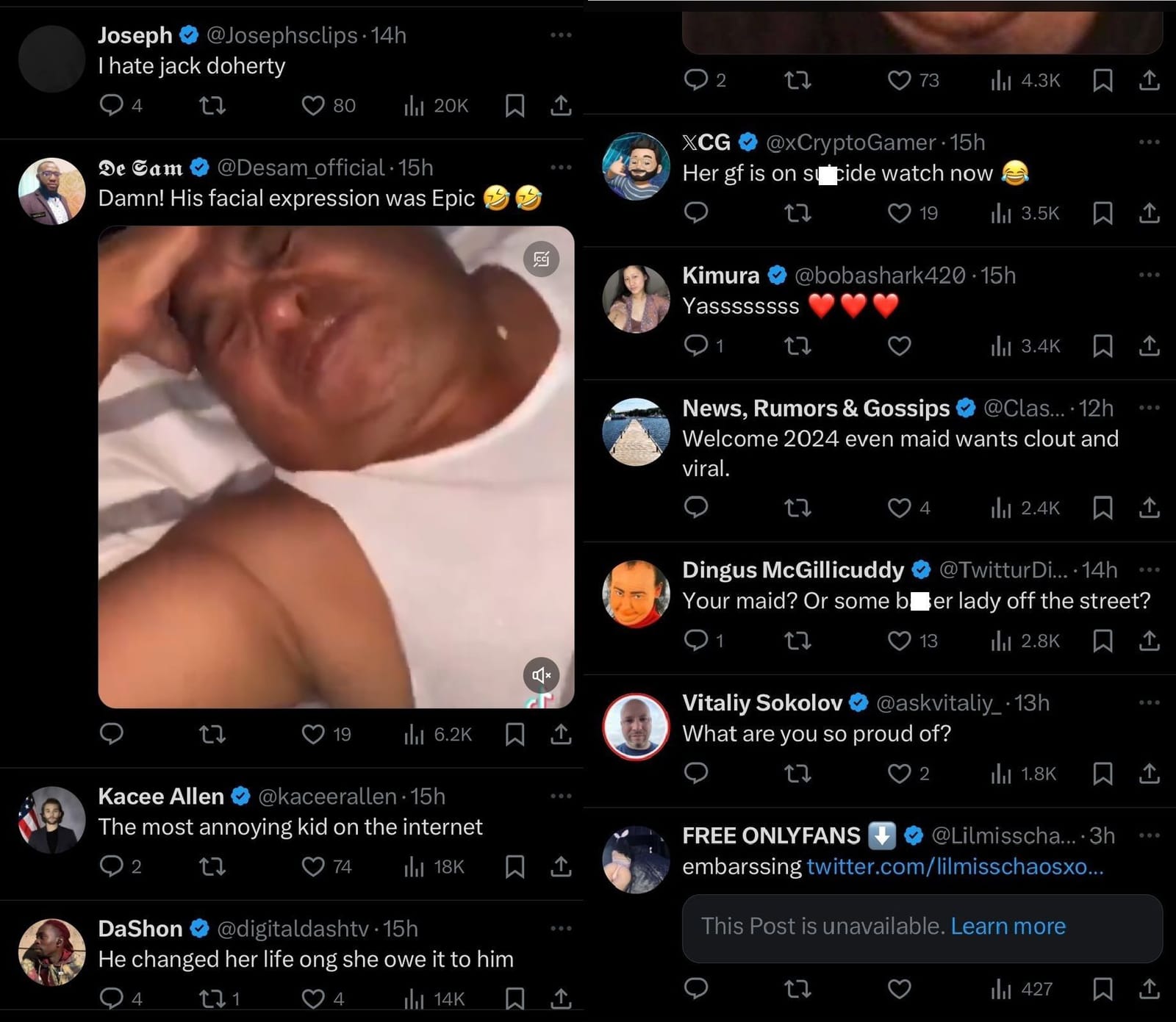 "She’s just the maid bruh" - Jack Doherty responds to criticisms after ...