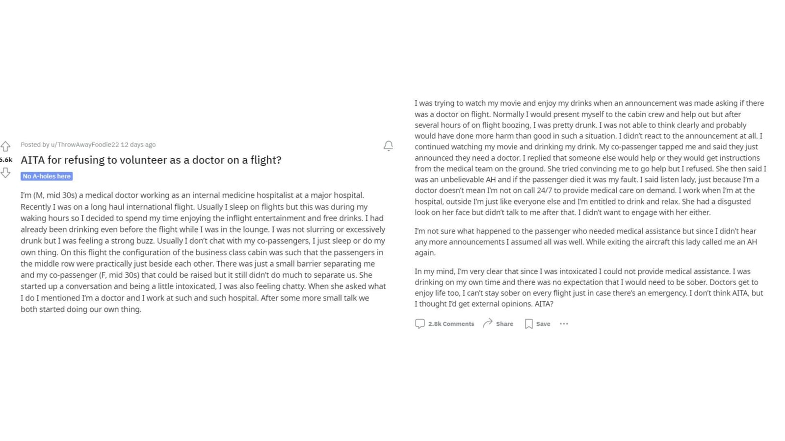 "He did the responsible thing": Doctor refusing midair emergency Reddit ...