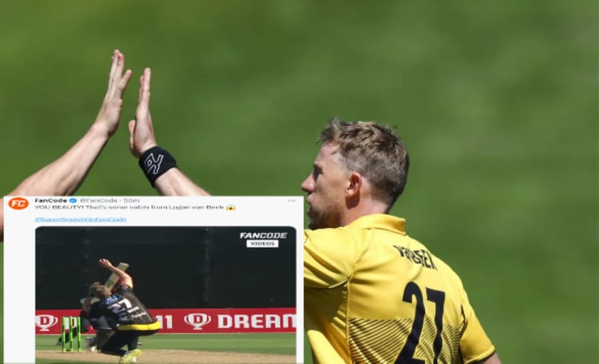 [Watch] Logan van Beek pulls off spectacular one-handed return catch in ...