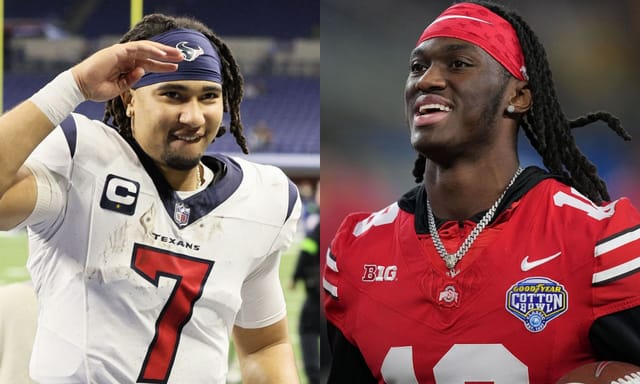 Texans QB CJ Stroud reacts to Marvin Harrison Jr as former Ohio State ...