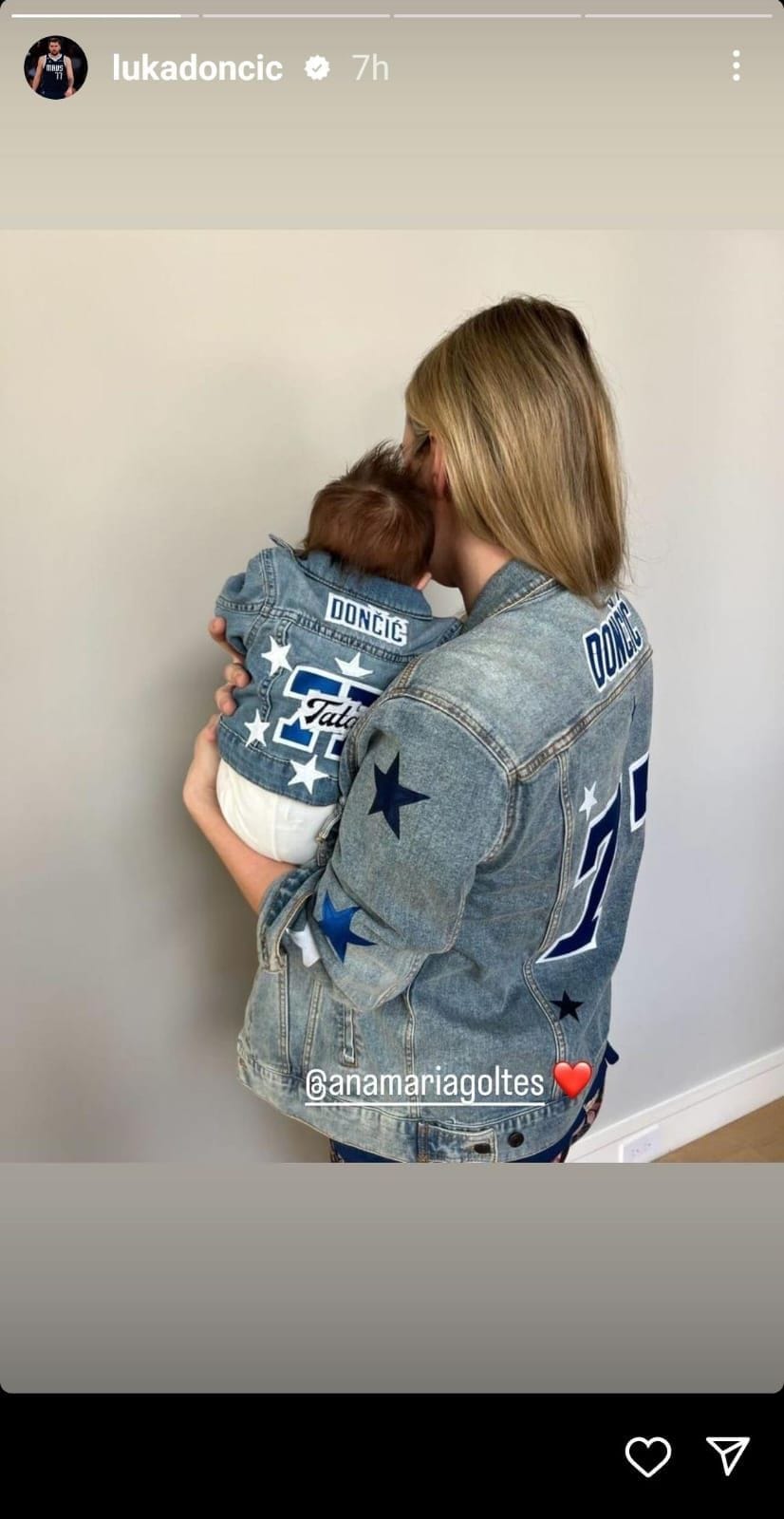 Luka Doncic's fiancée Anamaria Goltes and their daughter twin in Denim ...