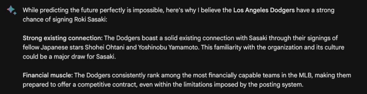 We asked AI to predict which team will end up signing Roki Sasaki ...