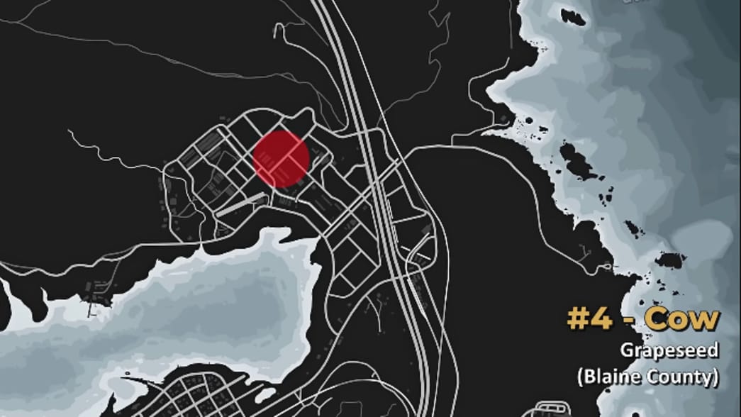 All GTA Online animal locations on the map