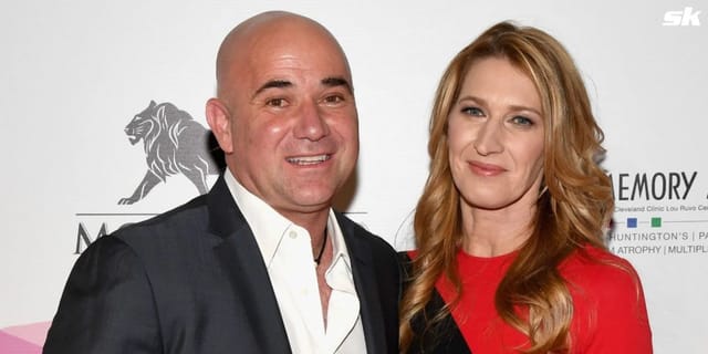 Andre Agassi and wife Steffi Graf share warm embrace as they ring in ...