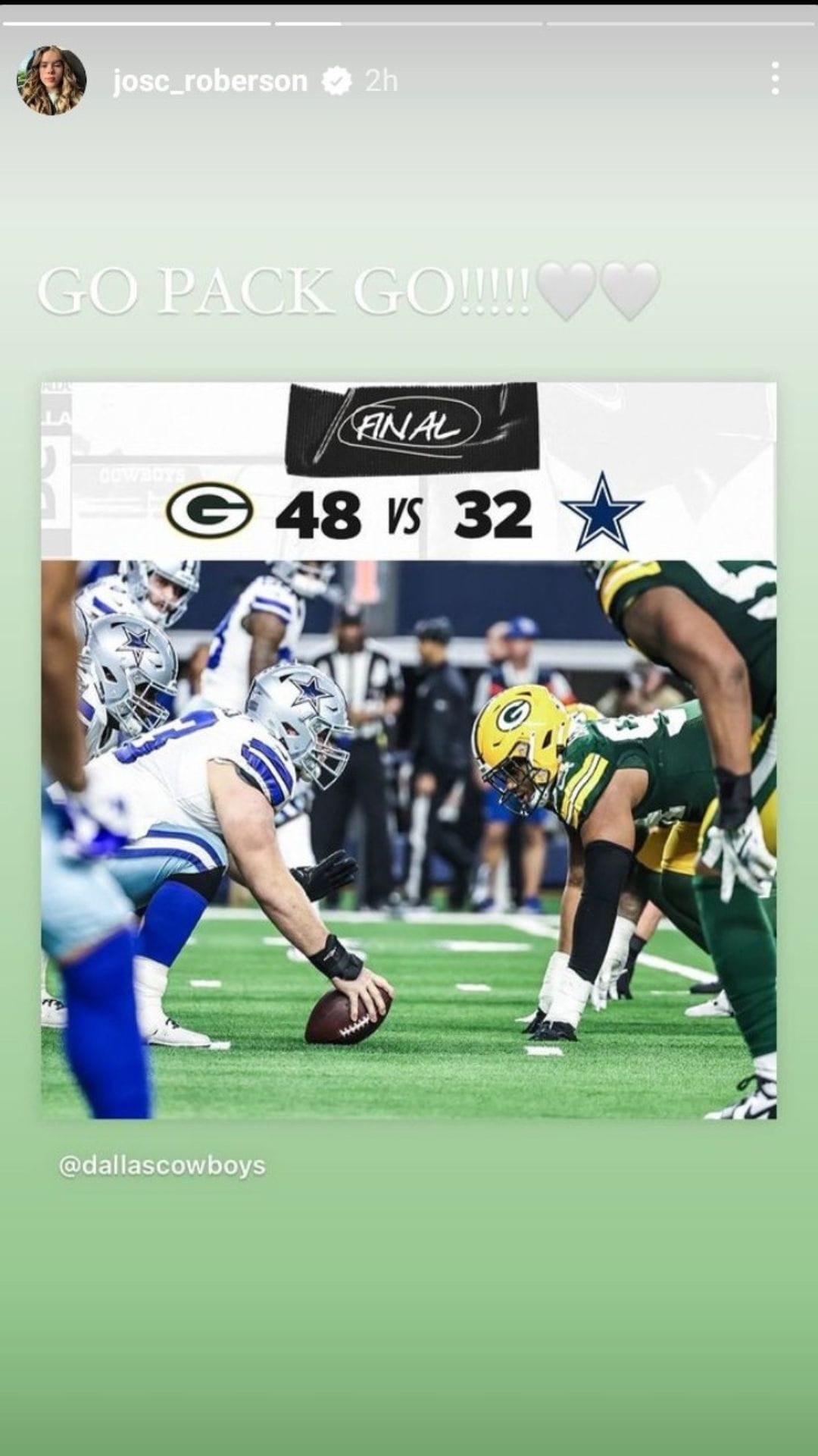 Joscelyn Roberson congratulates Green Bay Packers on NFL playoff win ...