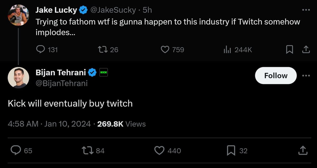 "Kick will eventually buy Twitch" - Kick co-founder responds as Amazon ...