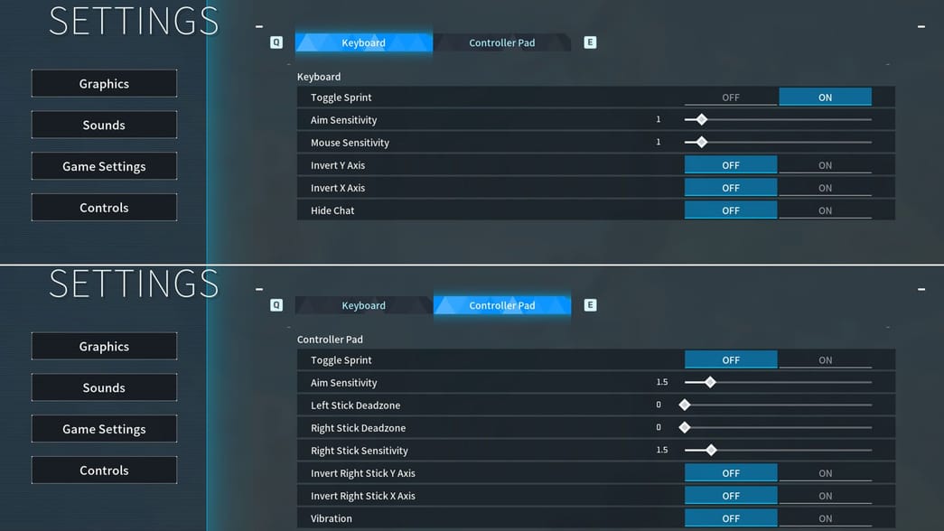 Palworld best control settings for keyboard and controller