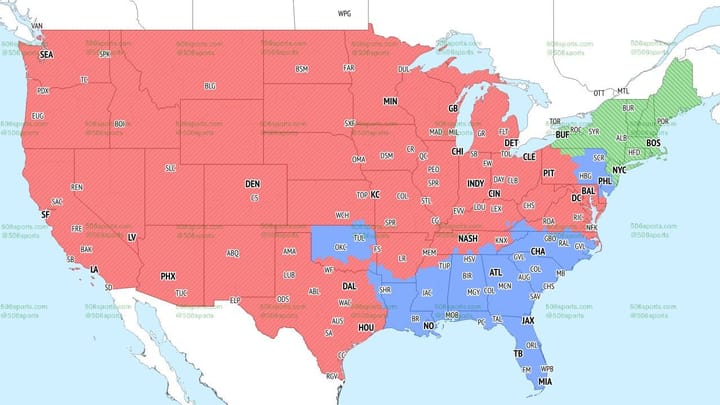 NFL Week 18 Coverage Map 2023: TV schedule, channel and broadcast ...