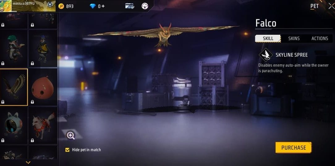 Pet: Free Fire MAX में Falco पेट: ताकत, कीमत और खरीदने की जानकारी पर एक नजर