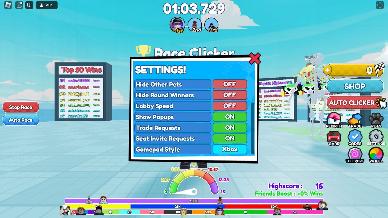 Race Clicker codes (December 2025)