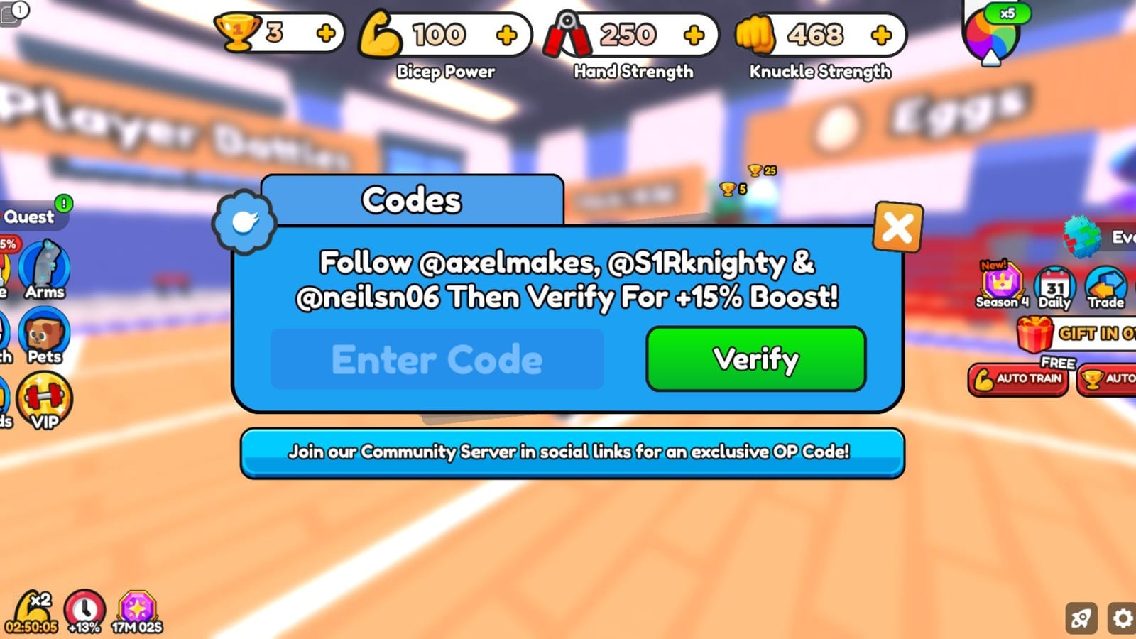 Arm Wrestle Simulator codes (December 2025)