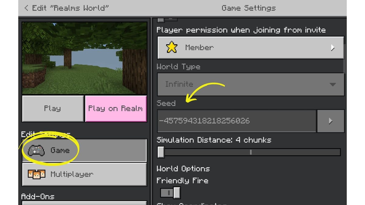 How to check Minecraft realm seed