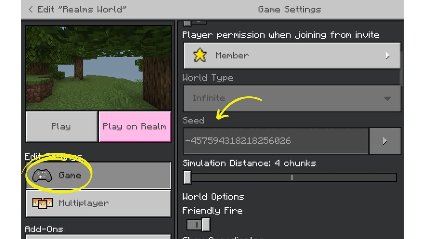 How to check Minecraft realm seed