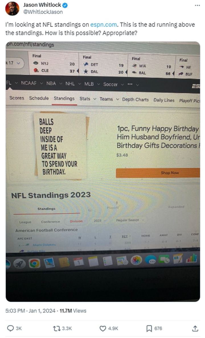 Jason Whitlock gets clowned by fans for calling out ESPN over ads on website: "Might wanna check ...