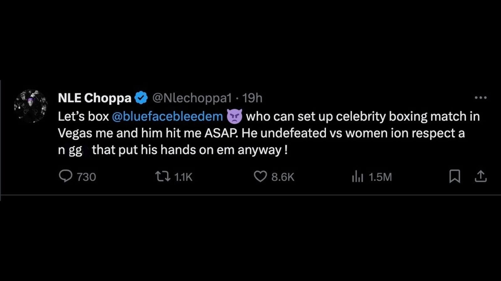 “Stop taking it to social media”: NLE Choppa challenging Blueface to a ...