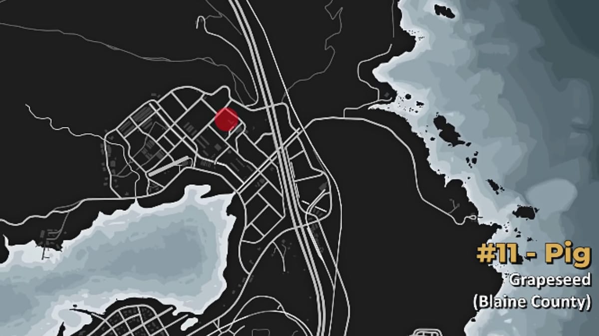 All GTA Online animal locations on the map