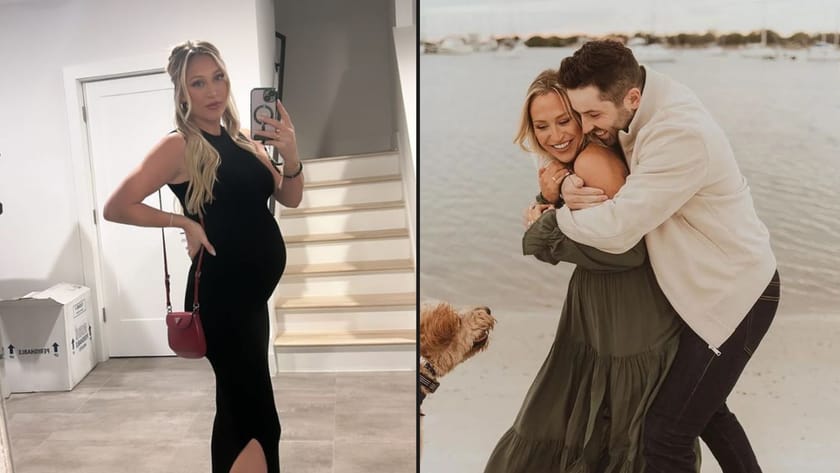 Baker Mayfield's wife Emily flaunts baby bump ahead of romantic date ...