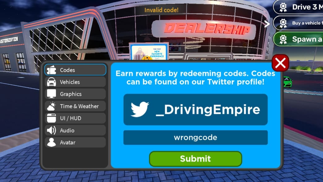 Driving Empire codes (January 2026)