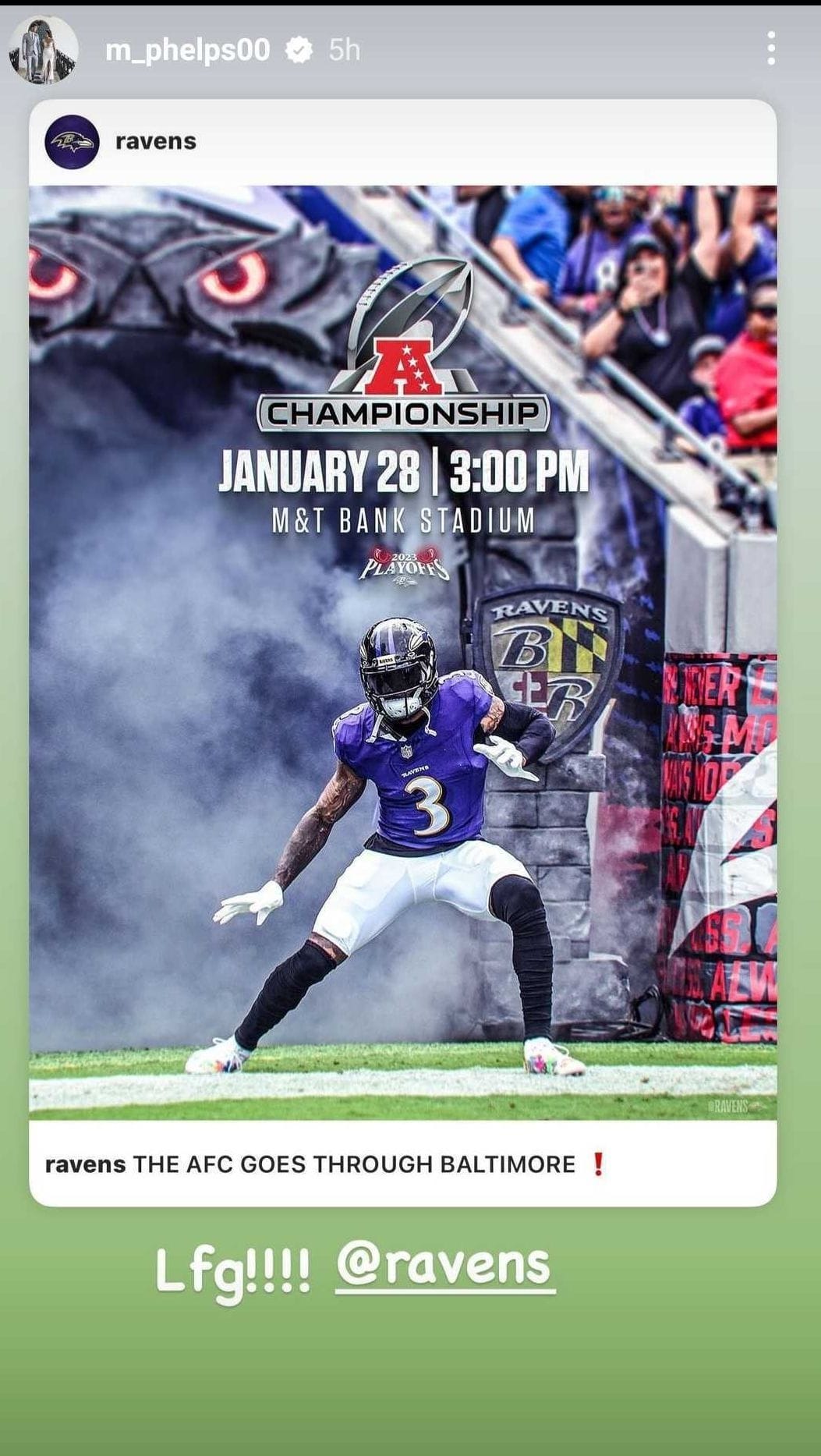 Michael Phelps congratulates Baltimore Ravens on making AFC ...