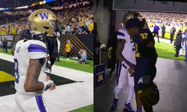 WATCH: Michigan's Jaylen Harrell shows class act for Michael Penix Jr ...
