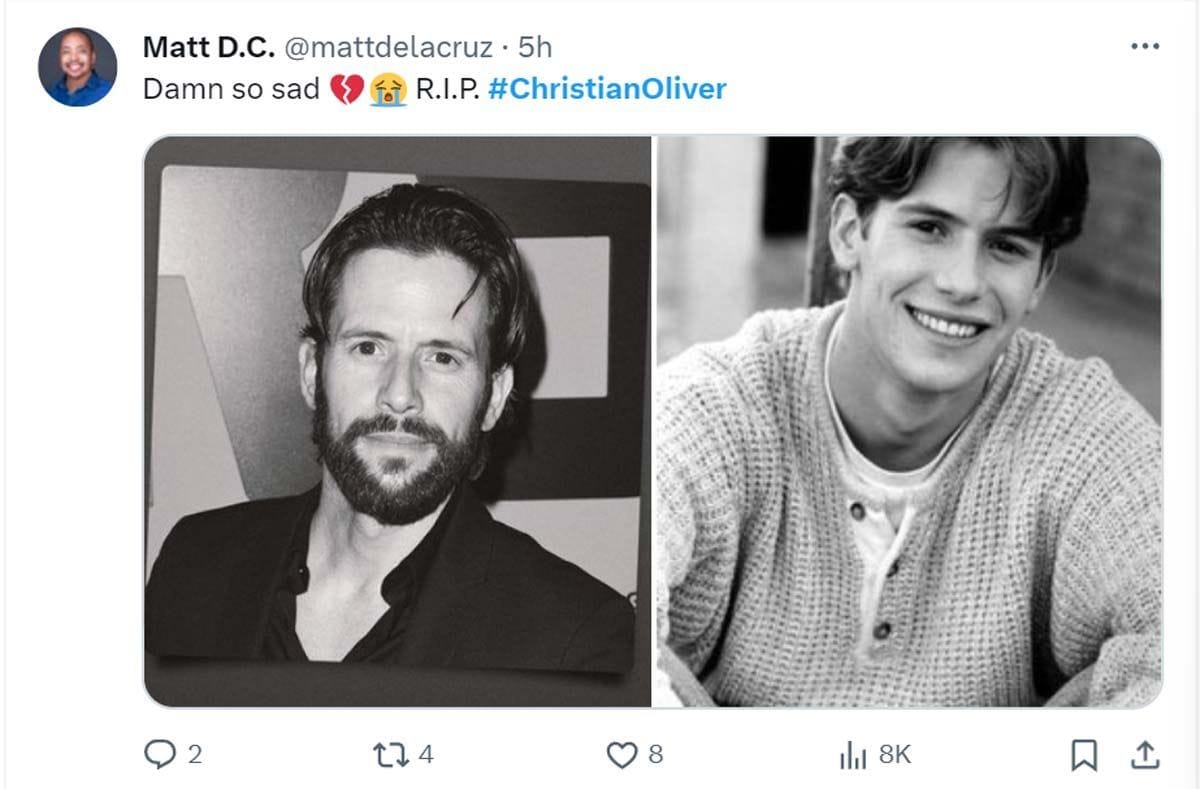 What role did Christian Oliver play in Speed Racer? Tributes pour in as ...