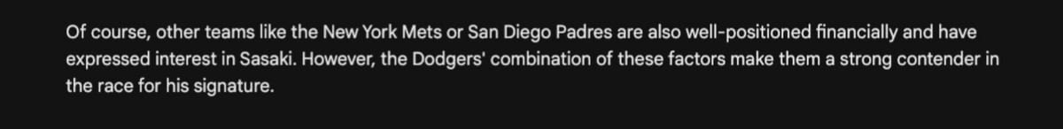 We asked AI to predict which team will end up signing Roki Sasaki ...