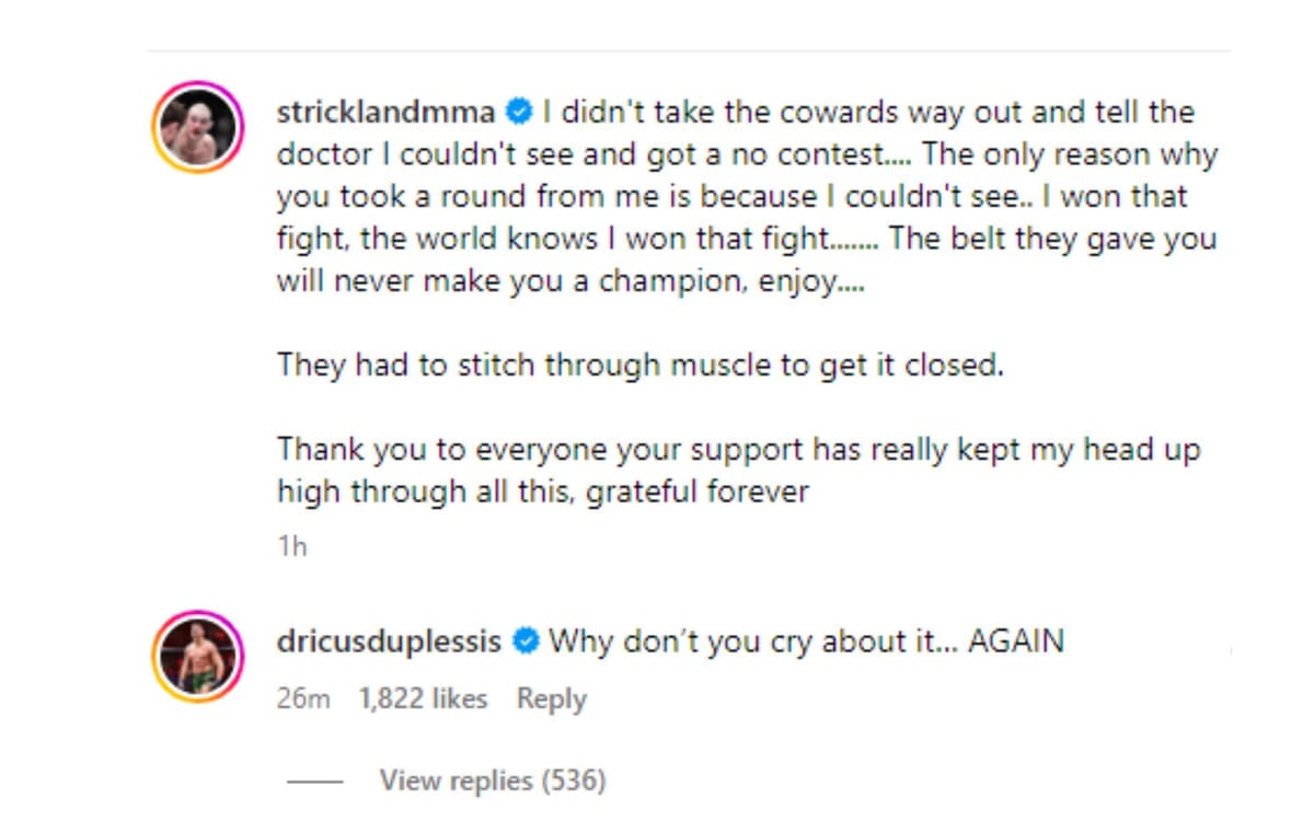 Dricus du Plessis: “Only reason you took a round from me is because I ...