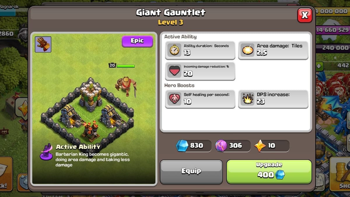 Clash of Clans guide: Which is the best equipment for Barbarian King?