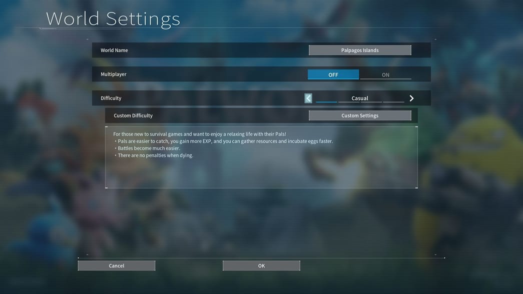 All Palworld difficulty settings and how to change them