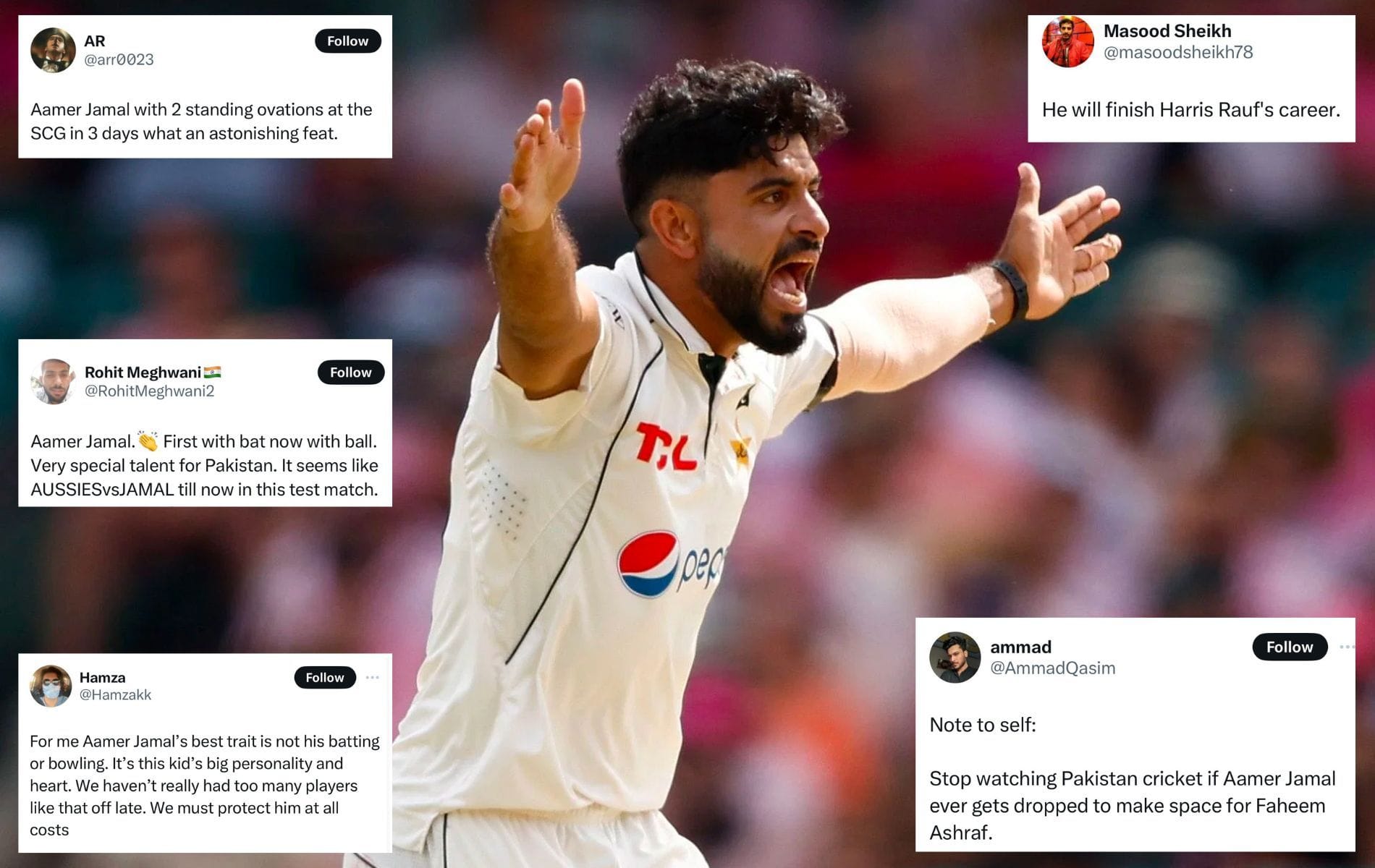 "He will finish Haris Rauf's career" - Fans react to Aamer Jamal's ...