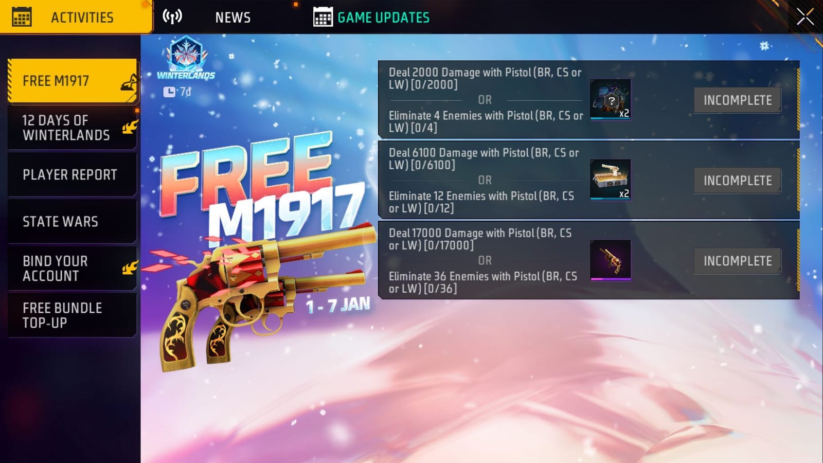 New Free M1917 event in Free Fire: Get free gun skin and more rewards