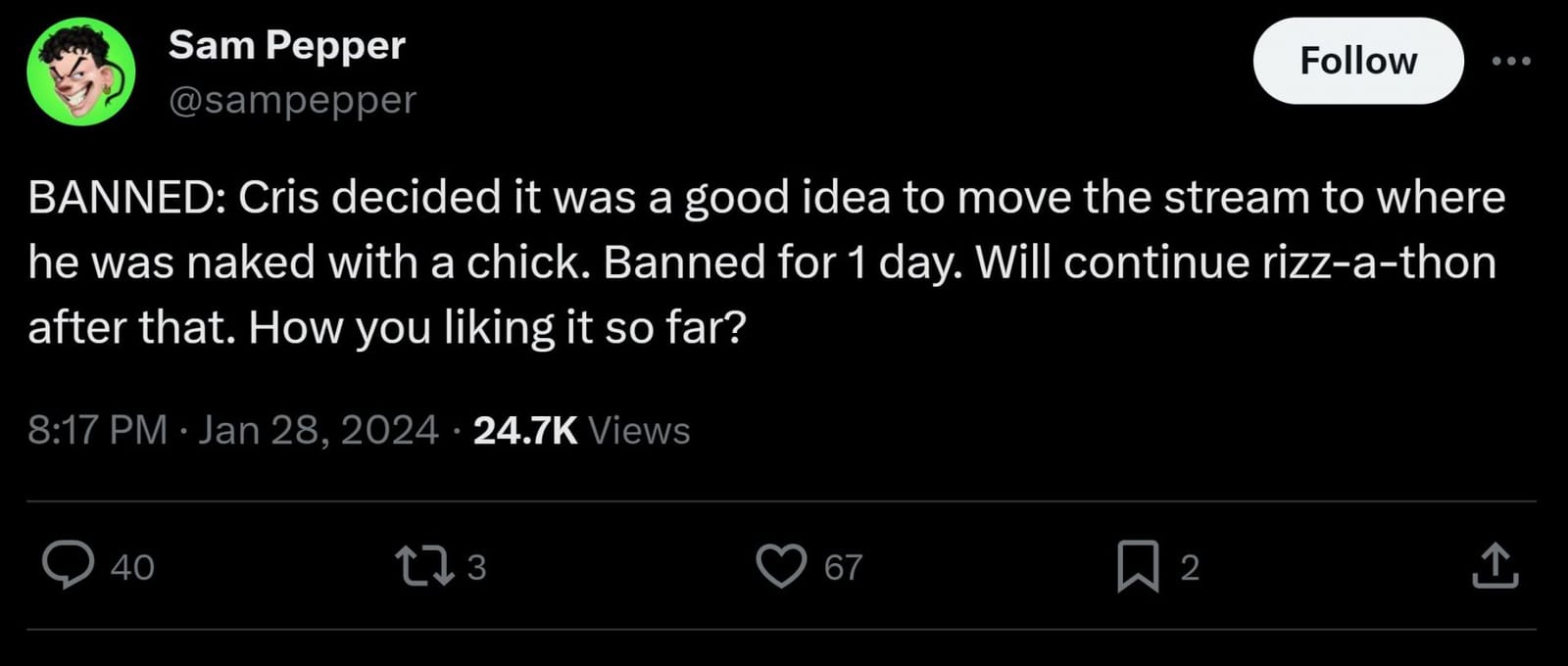 "He was naked with a chick" - Sam Pepper reveals why he got banned from ...