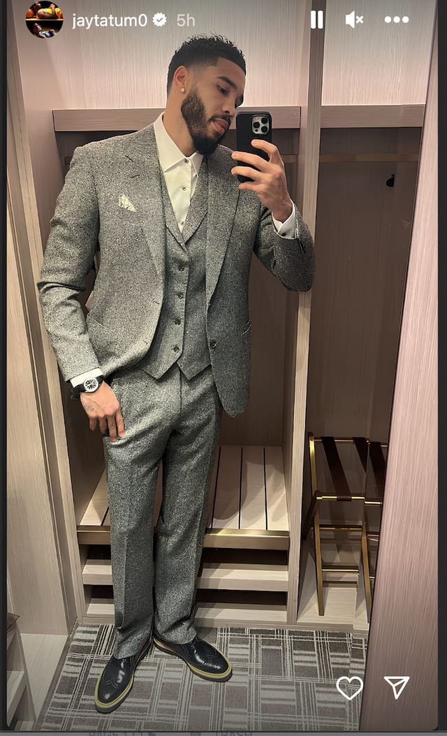 Celtics’ Jayson Tatum looks dapper rocking grey suit and $63,507 Patek ...