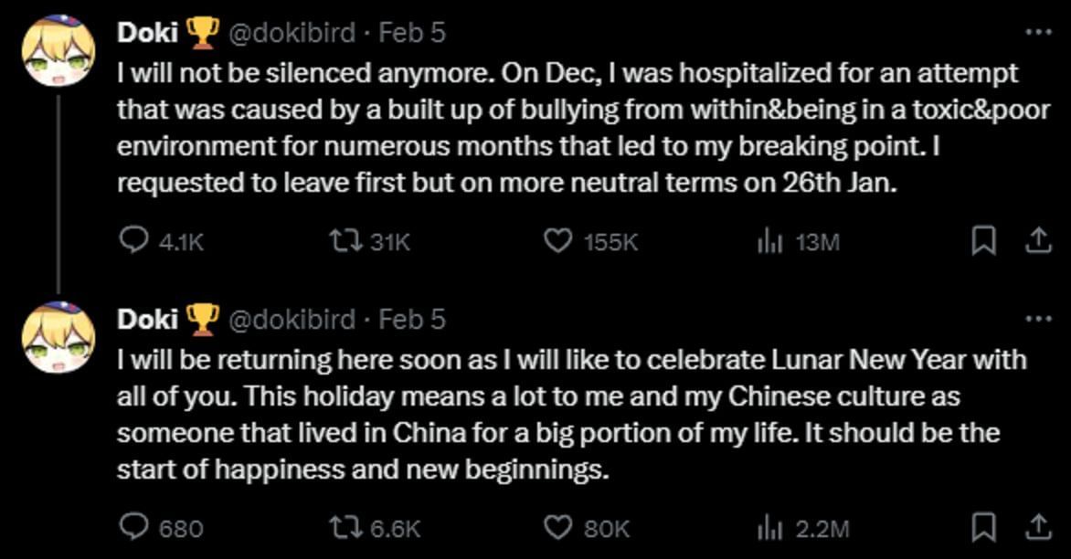 "Was never supposed to release anywhere else" - VTuber Dokibird issues statement after ...