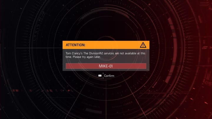 The Division 2 server: The Division 2 server status for Year 5 Season 3