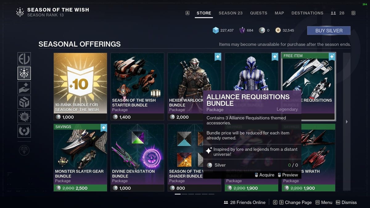 Destiny 2 Alliance Requisition Bundle: Free Mass Effect cosmetics, how to redeem, and more