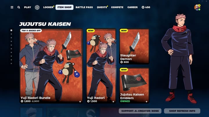 How to get Yuji Itadori Skin in Fortnite