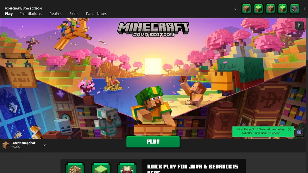 How to download Minecraft 1.20.5 snapshot 24w07a