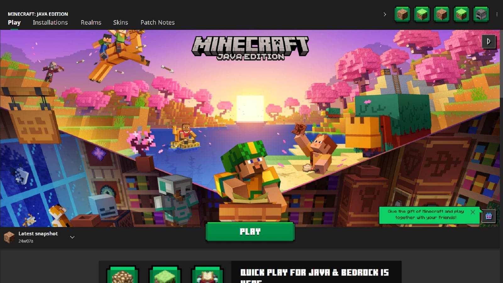 How to download Minecraft 1.20.5 snapshot 24w07a