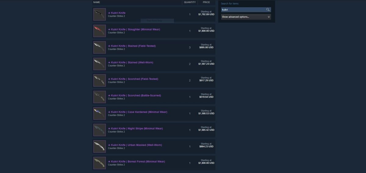 CS2 Kukri Knife: All skins, how to get, and more