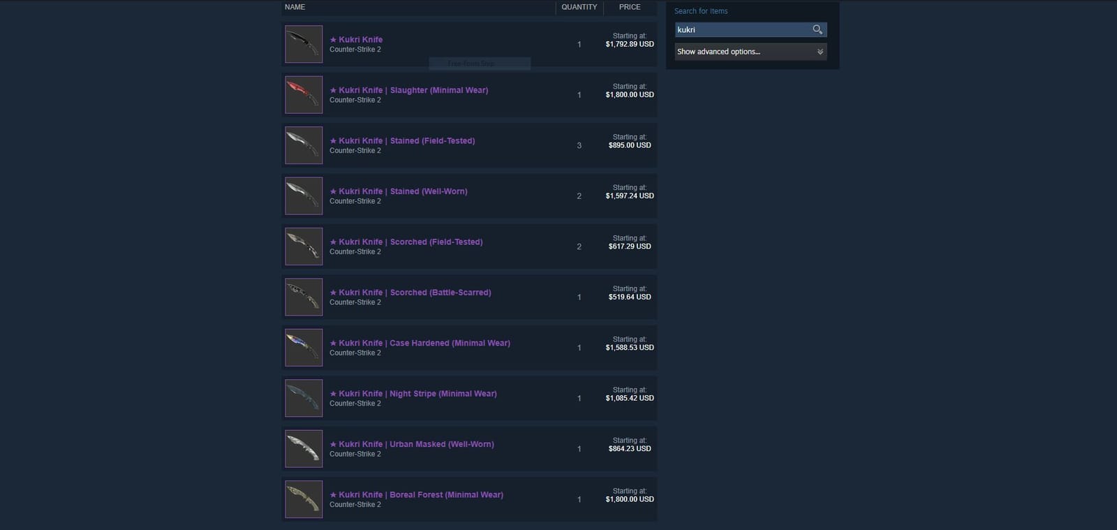 CS2 Kukri Knife: All skins, how to get, and more