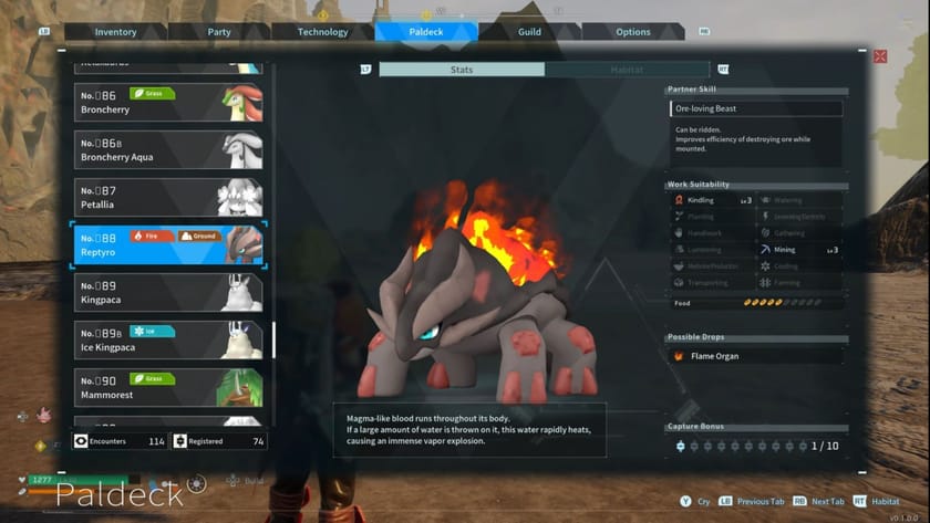 Where to find Reptyro in Palworld? Skills & item drops