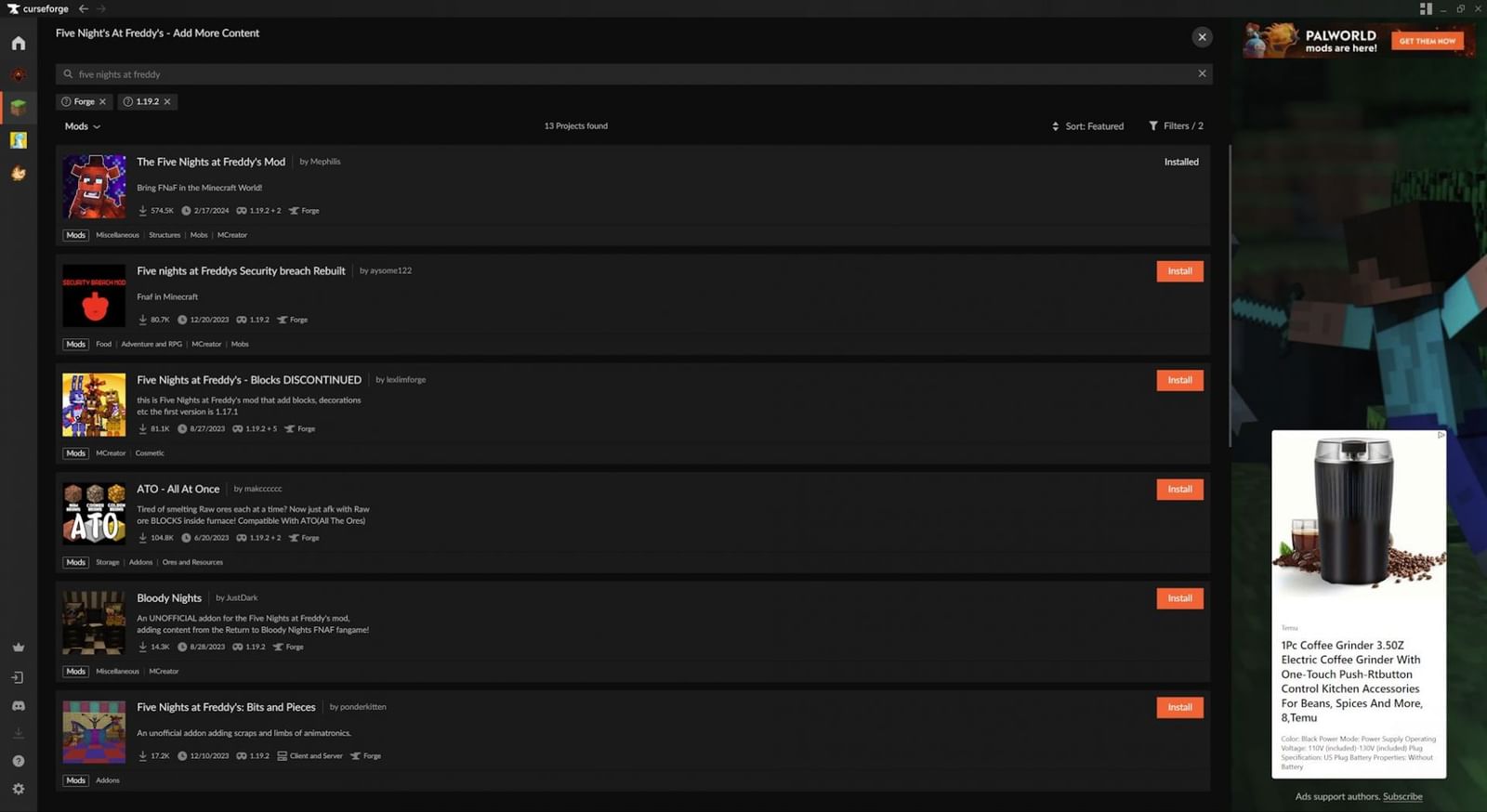 How to play the Five Nights At Freddy's mod in Minecraft