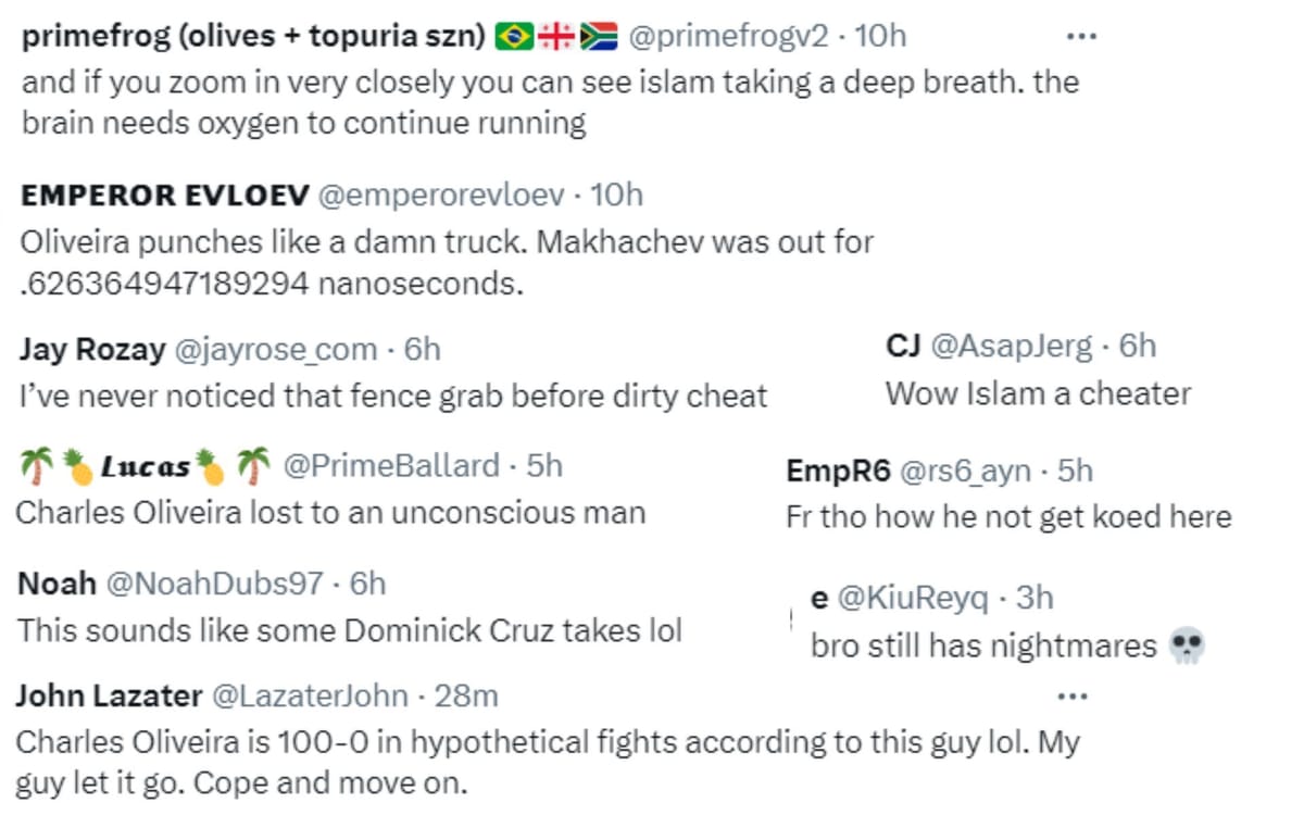 Fan video claims Islam Makhachev was "out cold" for a "nanosecond ...