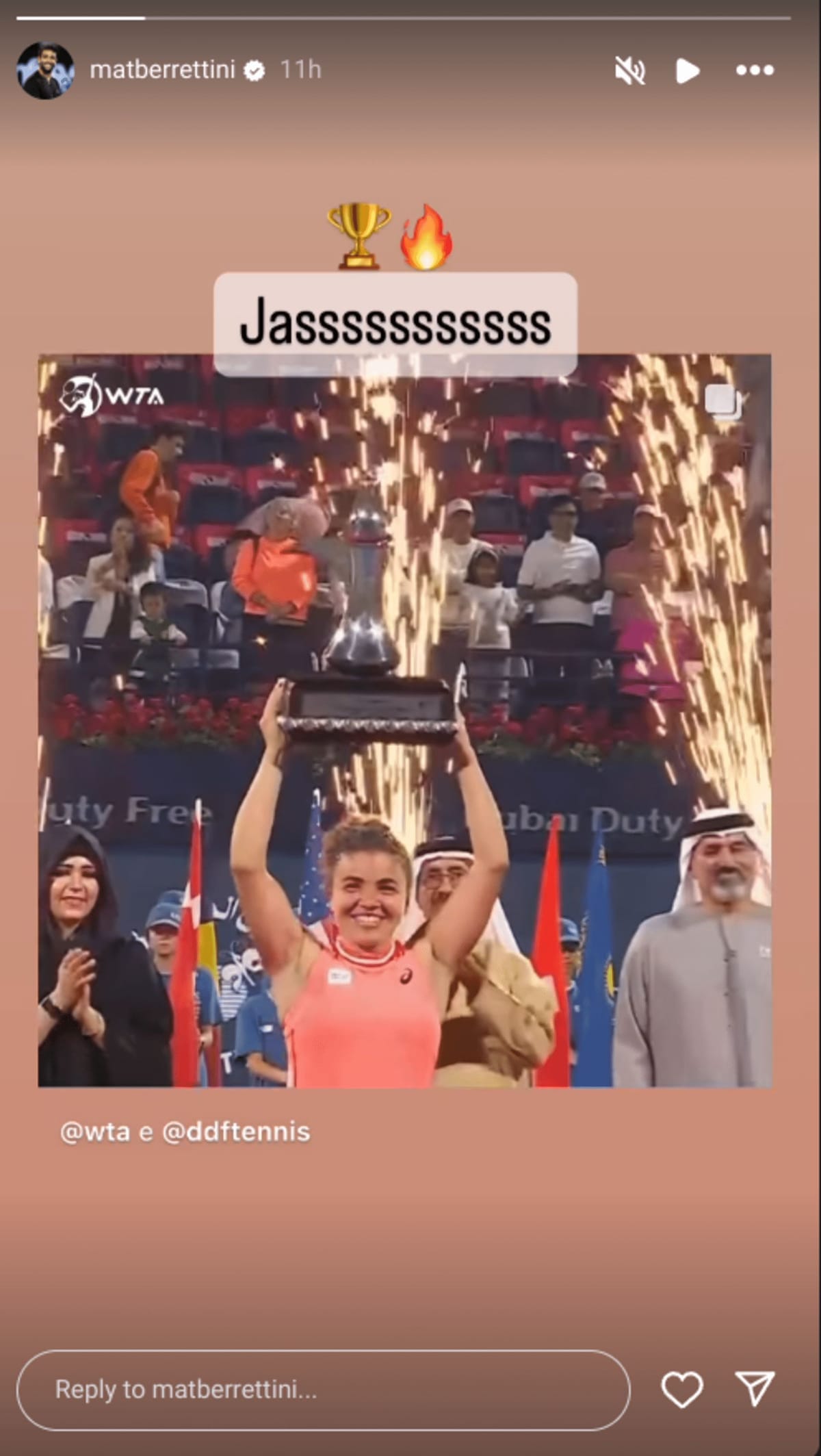 "What an incredible week" - Iga Swiatek, Matteo Berrettini and others congratulate Jasmine ...