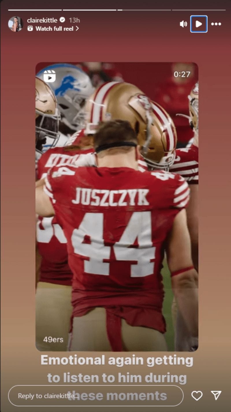 George Kittle's wife Claire grows emotional over 49ers TE's crucial pep ...