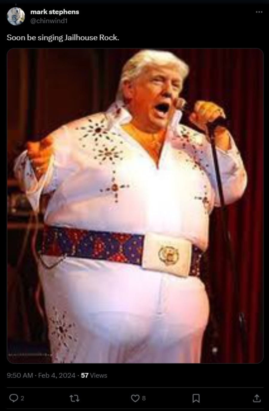 "Soon be singing Jailhouse Rock": Donald Trump claims he looks like ...